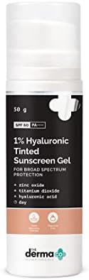 The Derma Co 1% Hyaluronic Tinted Sunscreen Gel SPF 50 for Broad ...