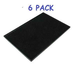 (6 Pcs.) Large 18"x12" Rubber Bar Service Spill Mat, Black 6 Pcs ...