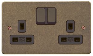 Antique Bronze MK Double Switched Socket K14347 ABR B: Amazon.co.uk ...