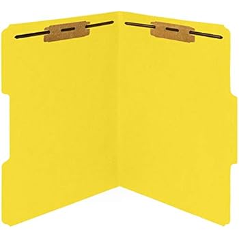 Amazon.com : 50 Yellow Fastener File Folders - 1/3 Cut Reinforced Tab ...