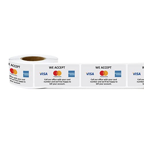 600 Credit Card Sticker Signs Stickers - 2 Rolls of 300 Labels - 1 x 2 ...