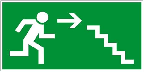 Fluchtwegschild aus Kunststoff - Treppe abwärts, rechts - 10 x 20 cm ...