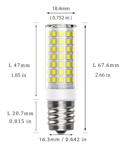 YUJIU 8W Dimmable LED E17 Microwave Oven Bulb - Intermediate Base LED Appliance Light, Daylight ...