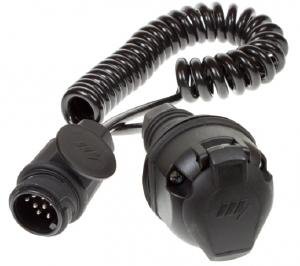13 pin trailer extension lead curly cable 2.5m long with 1 x 8 pin ...