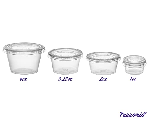 Tezzorio (100 Pack) 0.5-Ounce Plastic Portion Cups with Lids, Small ...