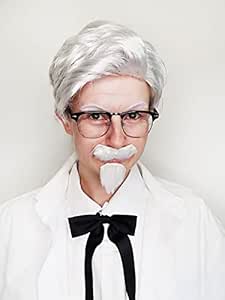 Amazon.com: ALLAURA - Old Man Colonel Sanders Costume Wig, White Beard ...