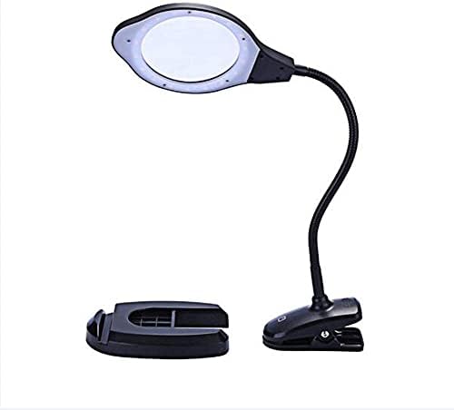 18LED 2X 4X Magnifying Glass Clamp Lamp:Dimmable Lens,Adjustable Color ...
