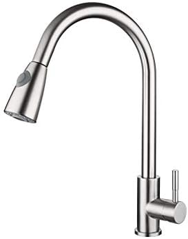 Kitchen Sink Hot Cold Faucet 304 Stainless Steel Swivel Single Handle ...