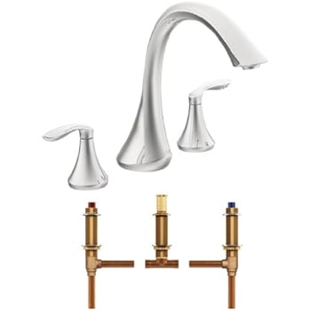 Moen T943-4792 Eva Two-Handle High Arc Roman Tub Faucet with Valve ...