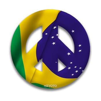 Amazon.com: Peace Symbol Magnet of Brazil Flag by MEYOTO: Home And ...