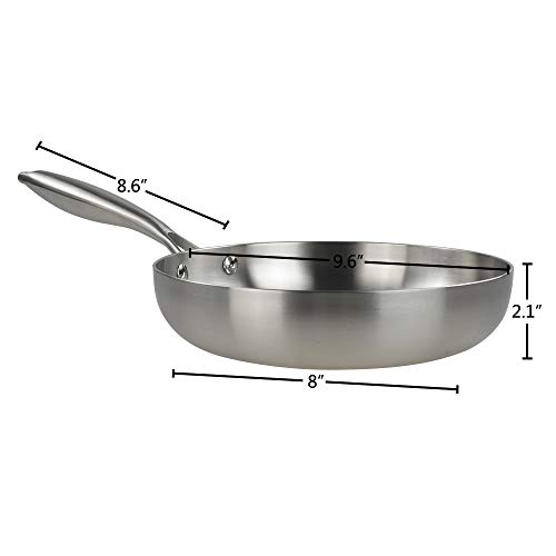 Doryh 5 Layers Heavy Duty Stainless Steel 9.5-Inch Frying Pan, Saute ...