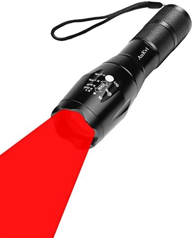 AuKvi Red Light LED Flashlight Zoombale Red Hunting Light Torch,Single ...