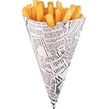 West5Products 25 Newsprint Design Food Safe Chip Shop Cones With Forks ...