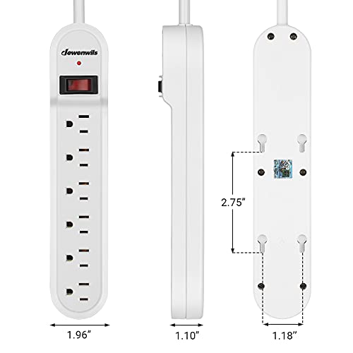 DEWENWILS 6-Outlet Surge Protector Power Strip, 10FT Long Extension ...