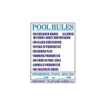Amazon.com : POOL RULES with SWIMMING POOL HOURS, 18x24 Heavy Duty Sign ...