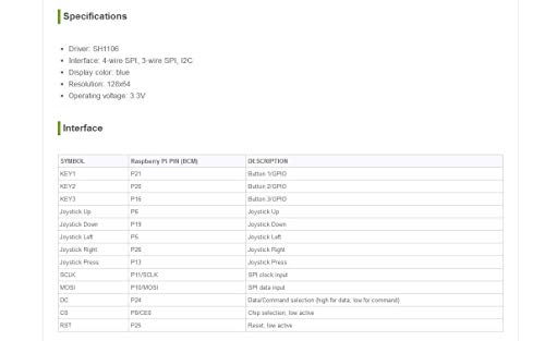 waveshare 1.3inch OLED Display HAT 128x64 Pixels SPI/I2C Interface ...