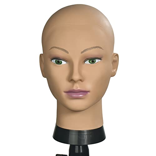 MIAOMANZI Bald Female Training Head Cosmetology Mannequin Head for Wigs ...