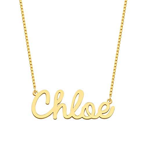 Chloe name necklace, 925 sterling silver with gold plated name necklace ...