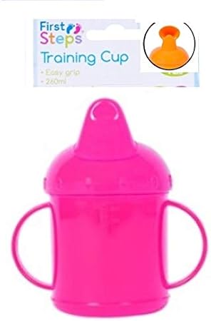Pink Toddler Baby Training Sippy Juice Cup 260ml Easy Grip Double ...