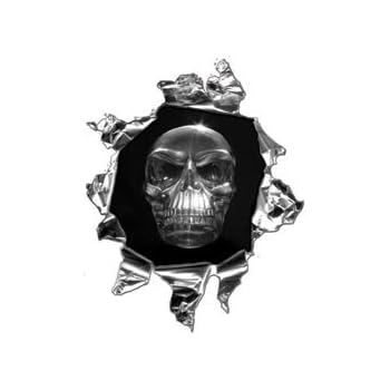 Amazon.com: Mini Ripped Torn Metal Decal with Gray Evil Skull - 2" h ...