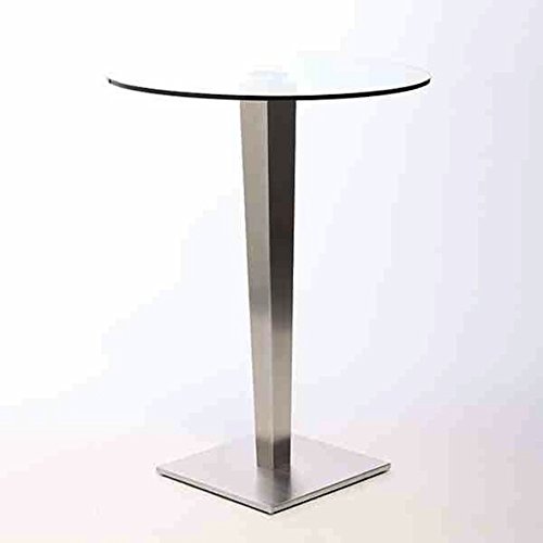 Ella Round Glass Brushed Stainless Steel Tall Pub Table