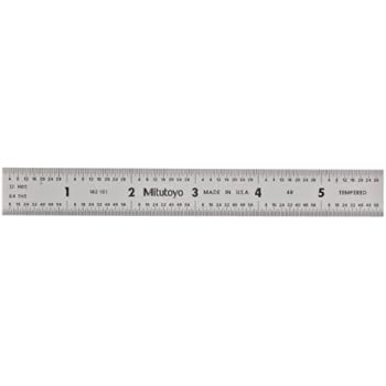 Mitutoyo 182-101, Steel Rule, 6" (4R), (1/8, 1/16, 1/32, 1/64"), 3/64 ...