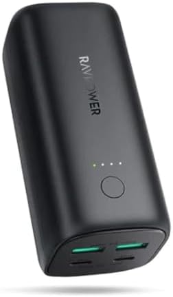 RAVPower RP-PB1216 15W 20000mAh PD Pioneer 3-Port Power Bank, Black ...