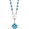 Natural Stone Turquoise Rosary Beads Necklace Christian Catholic Alloy ...