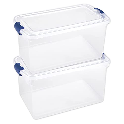 HOMZ 66 Quart Multipurpose Stackable Storage Container Tote Bins With homz-66-quart-multipurpose-stackable-storage-container-tote-bins-with