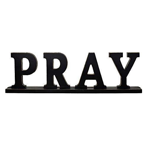 Mua Linfevisi Black Wood Pray Sign Standing Block Letters Sign Rustic ...