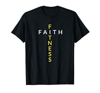 Amazon.com: Faith Fitness Cross, Christian Workout, Modern Gym Tshirt ...