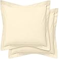 Amazon.com: Cotton Metrics Heavy Quality European Square Pillow Shams Set of 2 Ivory 600TC 100% ...