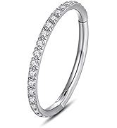 Amazon.com: WBRWP 316L Stainless-Steel Piercing-Ring Hinged Nose-Rings-Hoop with Zircon/Opal 14G ...