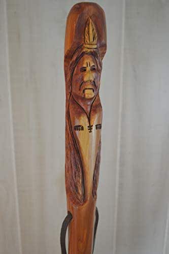 Amazon.com: Cedar Indian Walking Stick Carving, 60" Hand Carved Hiking ...