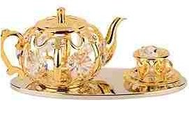 Crystal Temptations Gold Plate & Crystal Tea Set: Amazon.co.uk: Kitchen ...