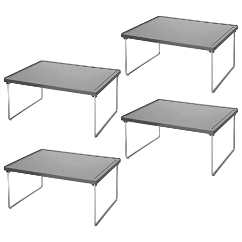 mDesign Metal Stacking Storage Organization for Shelves Inside Cabinets ...