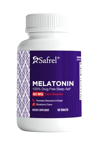 Safrel Melatonin 60mg Maximum Strength Sleep-Aid- 60 Count Strawberry ...