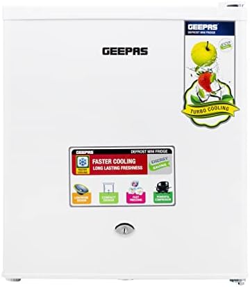 Geepas Defrost Mini Fridge, Door Lock And Key, Grf654Wpen - Low Noise ...