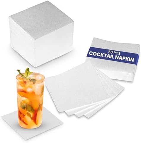 SNH Packing White Cocktail Napkins-Disposable 2 Ply Beverage/Bar ...