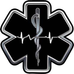 Amazon.com: Black and White EMT EMS Star Of Life With Heartbeat - 3" h ...