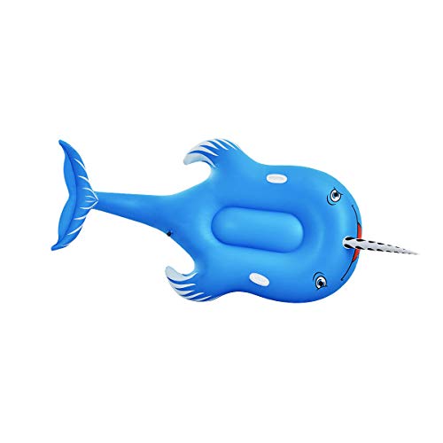 MorTime Whale Pool Float, 110" Inflatable Blue Whale Swimming Raft ...