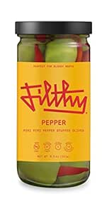 Amazon.com : Filthy Pepper Stuffed Olives – Premium Cocktail Garnish ...