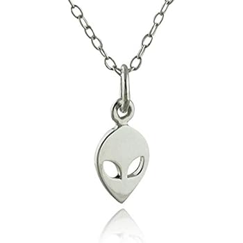 Amazon.com: UFO Rosell Alien Head with Black Enamel Eyes Pendant ...