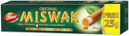 Dabur Herbal Original Miswak Toothpaste - (50g +25 g) | Formulated With ...