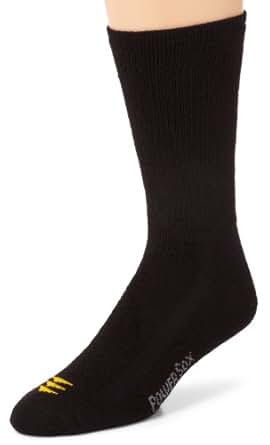 PowerSox Men's Merino Medium Cushion Crew Socks, Black solid large, One ...