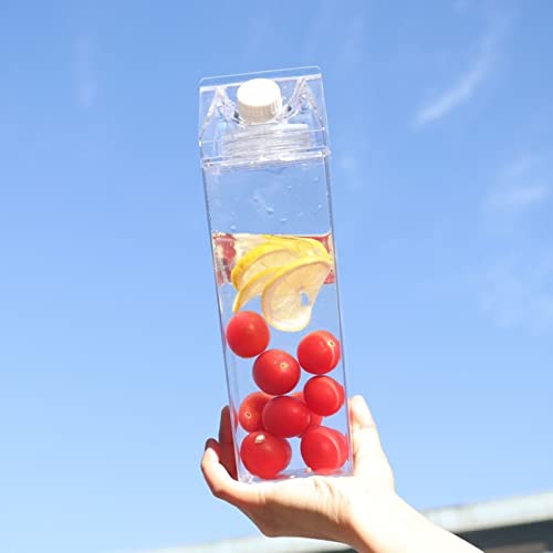 Fanovo Clear Milk Carton Water Bottle, Aesthetic Water Bottles Square ...