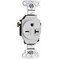 20A 240V Heavy Duty Single Receptacle White Color NEMA 6-20R Appliance ...