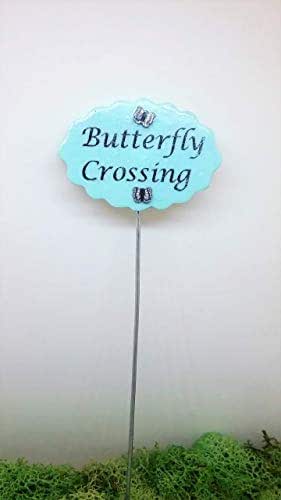 Amazon.com: Fairy Garden Accessories. Butterfly Crossing Miniature sign ...
