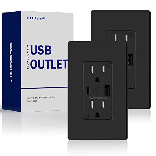 ELEGRP USB Charger Wall Outlet, USB Receptacle with Type A & Type C USB ...