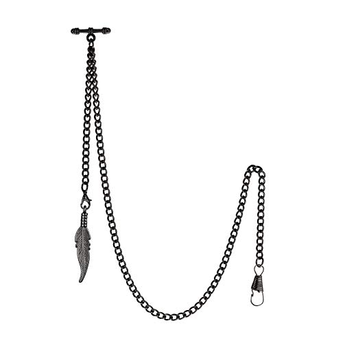 TREEWETO Men's Albert Chain Pocket Watch Curb Link Key Chain 2 Hooks ...